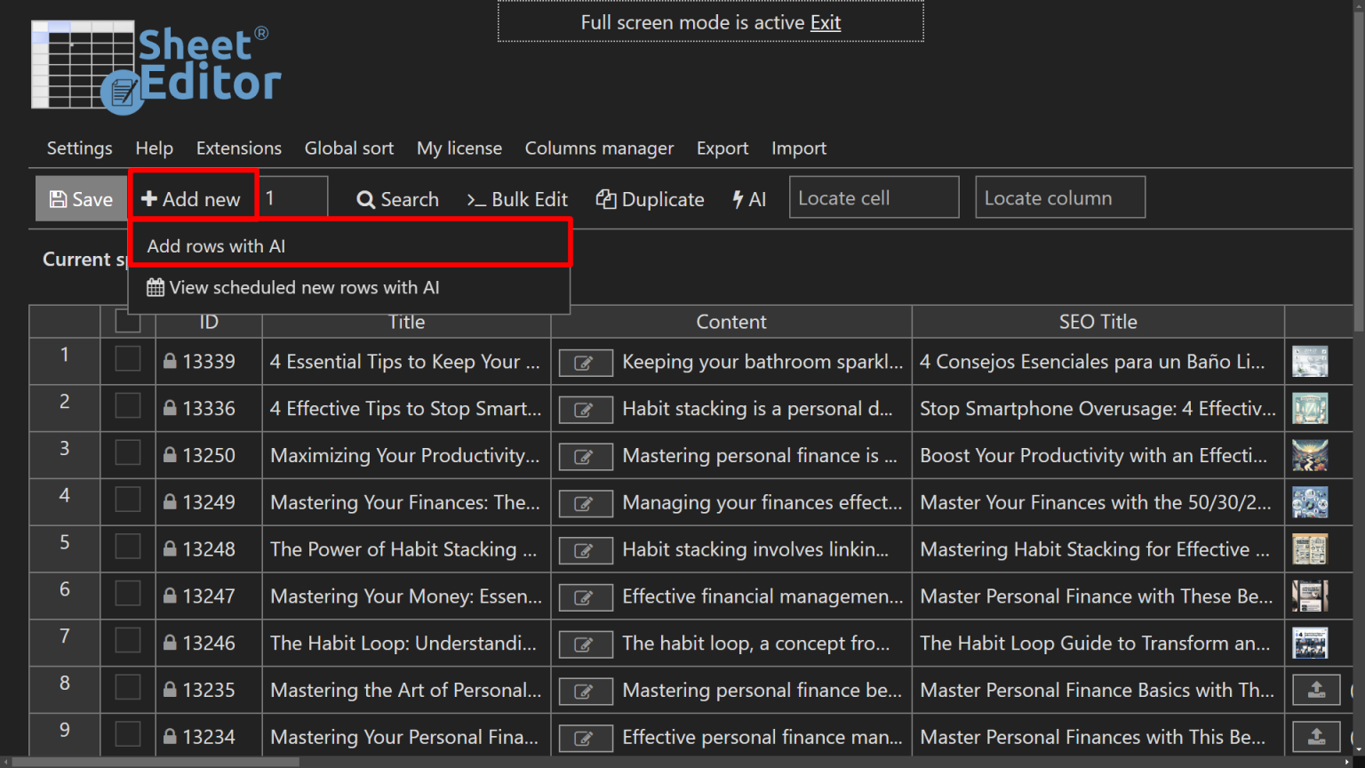 WP Sheet Editor AI - Generate New Rows with AI - WP Sheet Editor