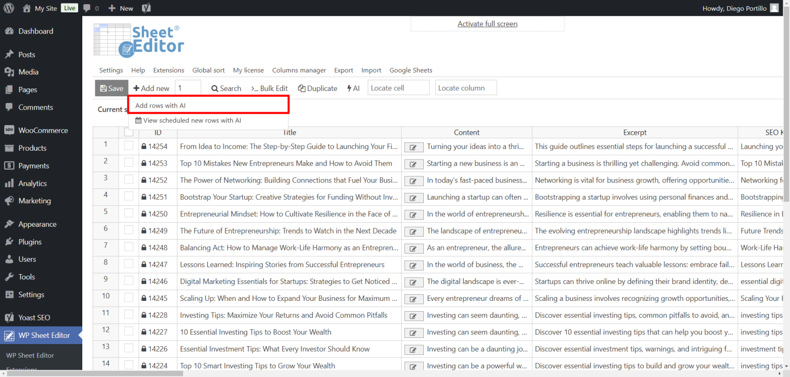 How To Generate Wordpress Posts Using Generative Ai Wp Sheet Editor