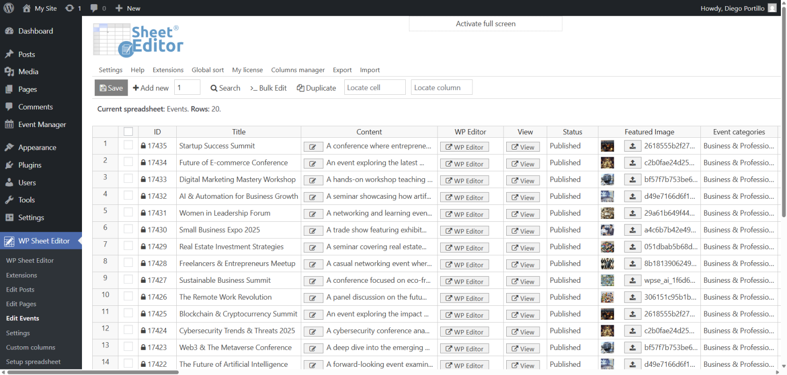 WP Event Manager: How to Export and Import Events with CSV - WP Sheet ...