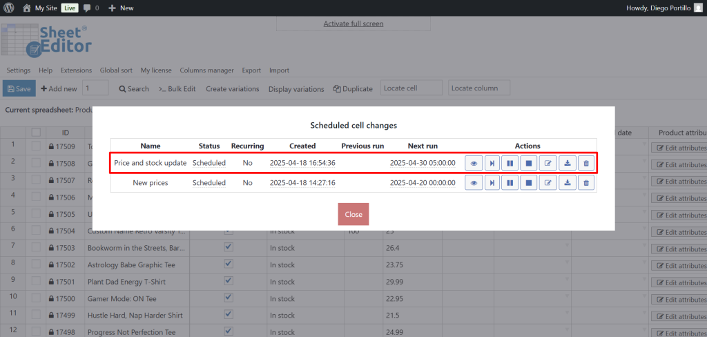 WooCommerce: Bulk Schedule Price and Stock Updates - WP Sheet Editor