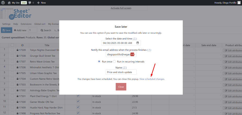 WooCommerce: Bulk Schedule Price and Stock Updates - WP Sheet Editor