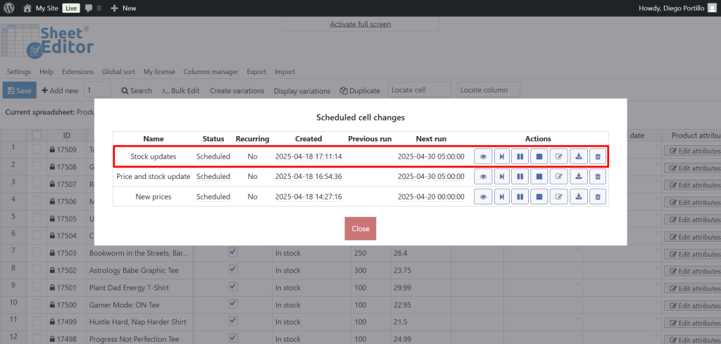 WooCommerce: Bulk Schedule Price and Stock Updates - WP Sheet Editor