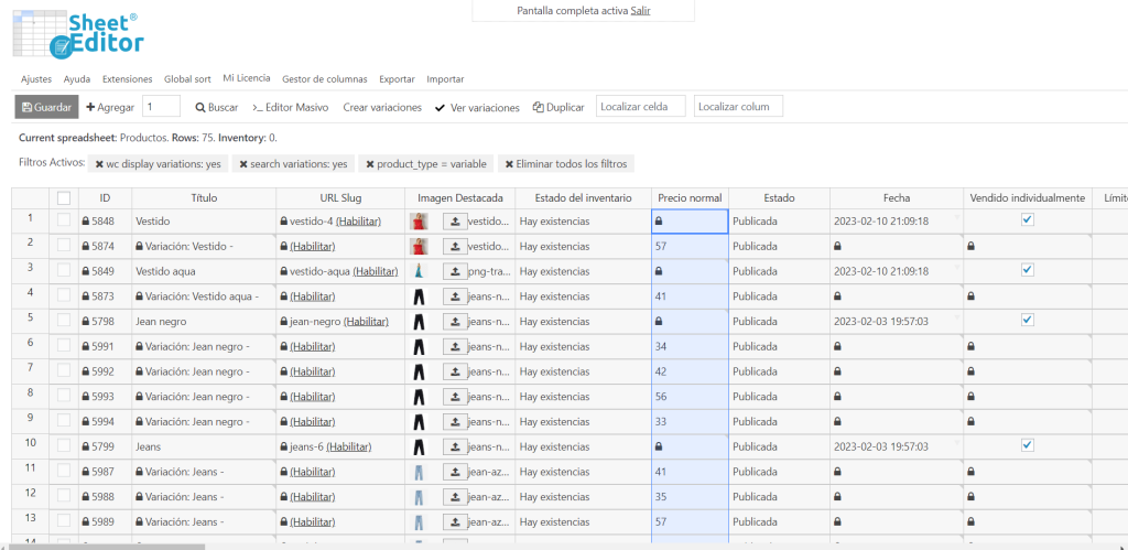 WooCommerce - Editar Precios de Variaciones Automáticamente Usando una Hoja